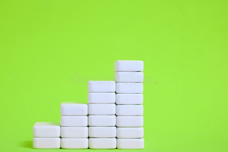 Stairs Growing Up, Growth and Rise Graph Green Background Stock Photo ...