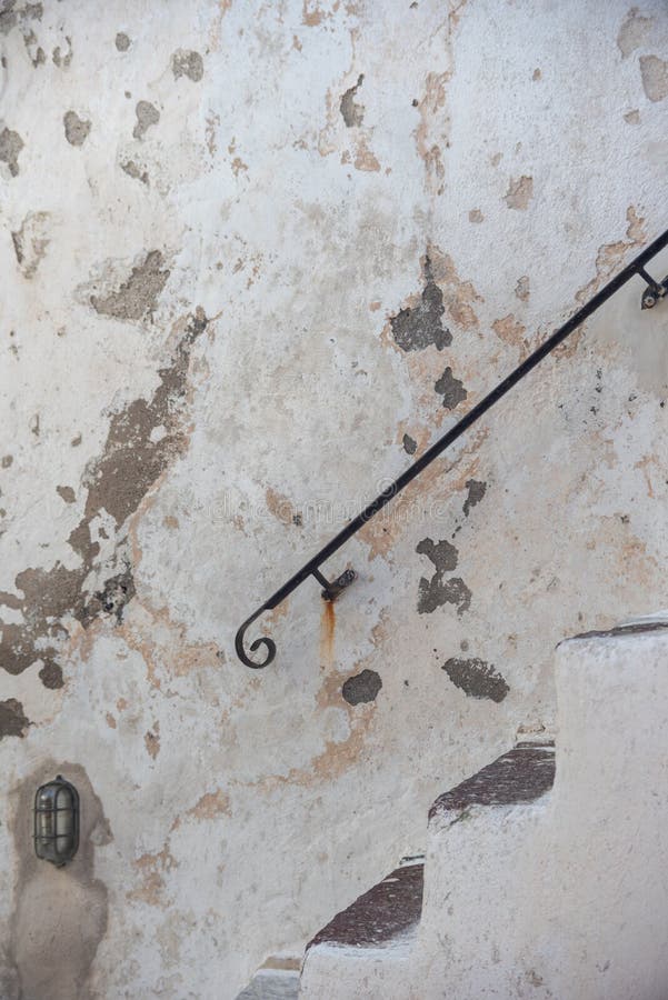 Stairs With A Hand Railing In An Old Castle. Stock Photo - Image of ...