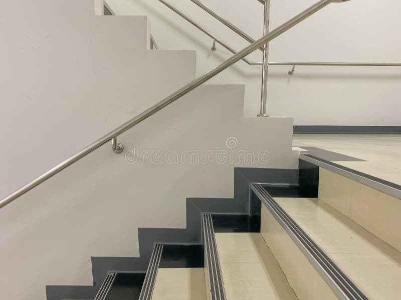 Stairs with Hand Railing with White Background Stock Image - Image of ...