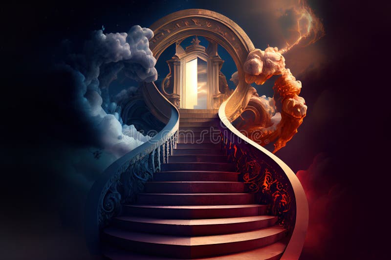 Stairs for heaven or hell. stock illustration. Illustration of religious - 283002147