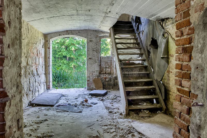 Stairs Inside the Destroyed Building Stock Image - Image of desolate ...