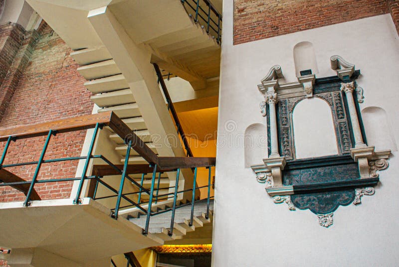 Stairs Inside an Old Building Stock Photo - Image of railing, handrail ...