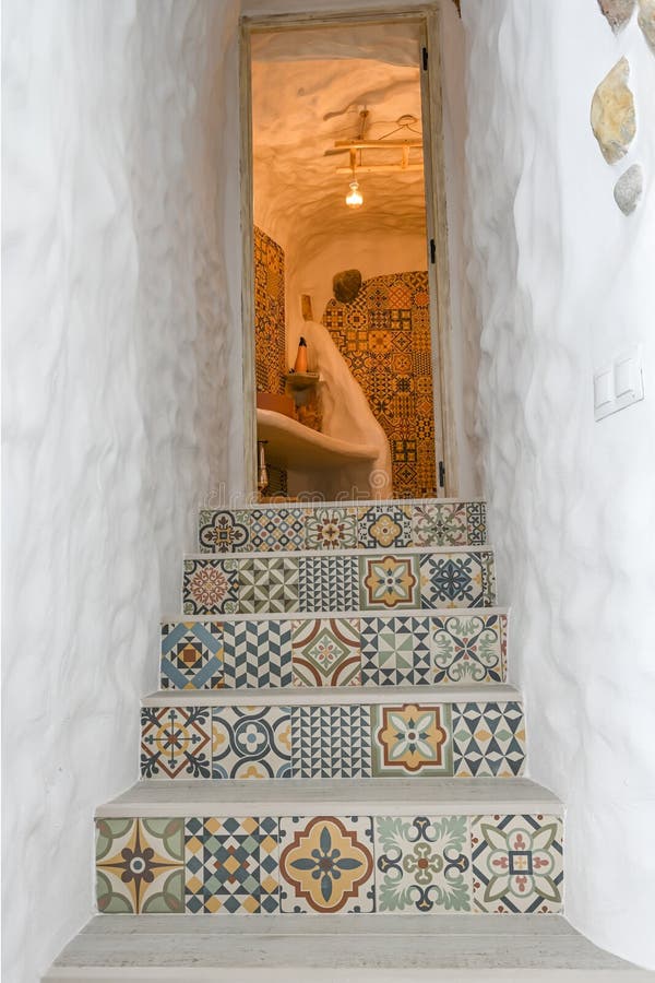 Stairs Inside a Troglodyte Cave for Rural Tourism. Stock Photo - Image ...