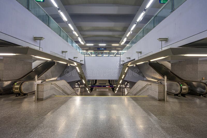 Stairs Inside the Underground Platform of the Moscavide Metro Station ...