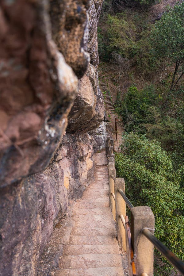Stairs through Jungle and Cliffs, Mt. Wuyi Shan, China Stock Image ...