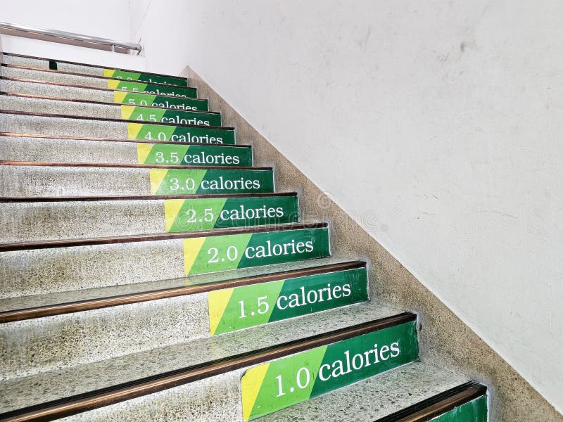 Stairs Labeled with Calorie Expenditures for Each Step. Stock Image ...