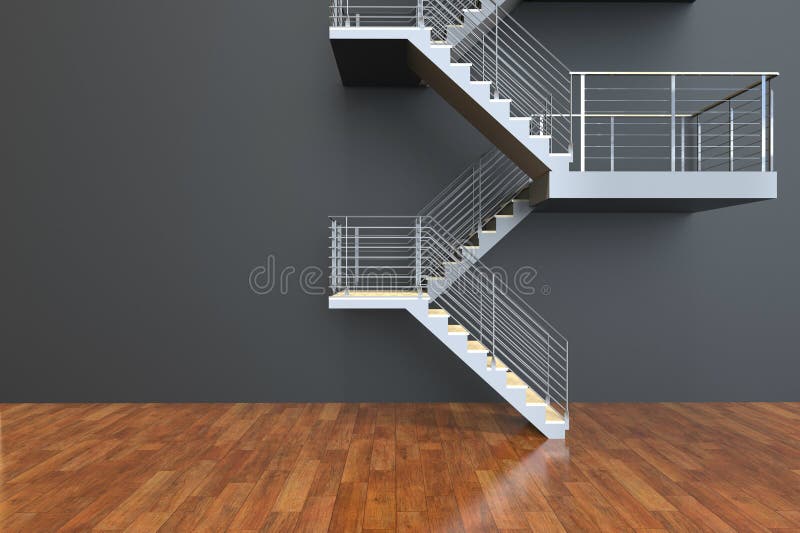 Stairs Leading Black and Empty Room Stock Illustration - Illustration ...