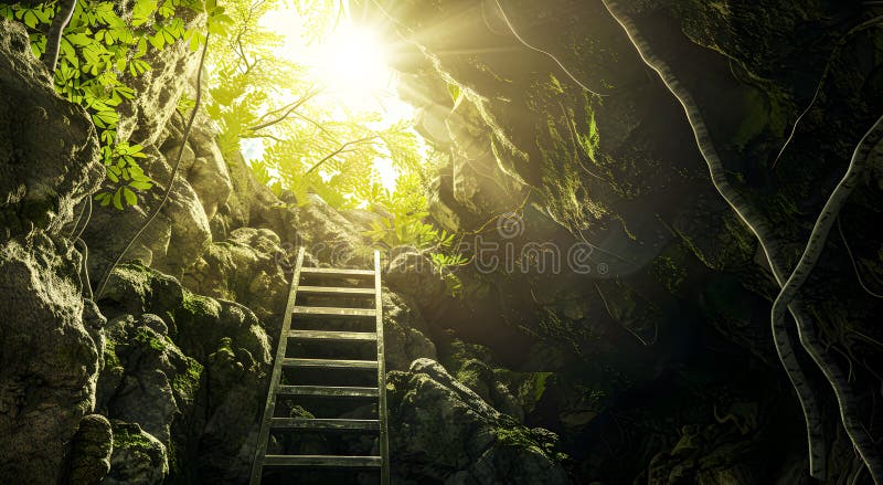 Stairs Leading To the Exit of the Cave Stock Image - Image of explore ...