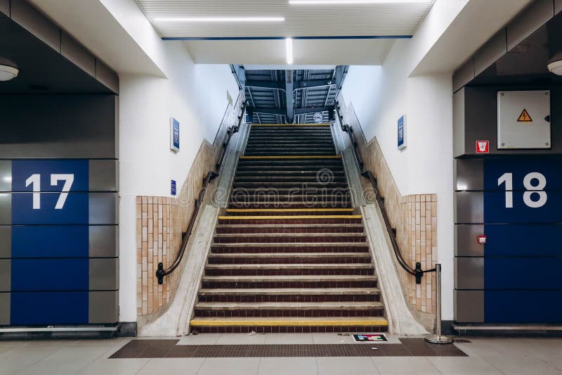 Stairs Leading To the Station Platform in Brussels Stock Photo - Image ...