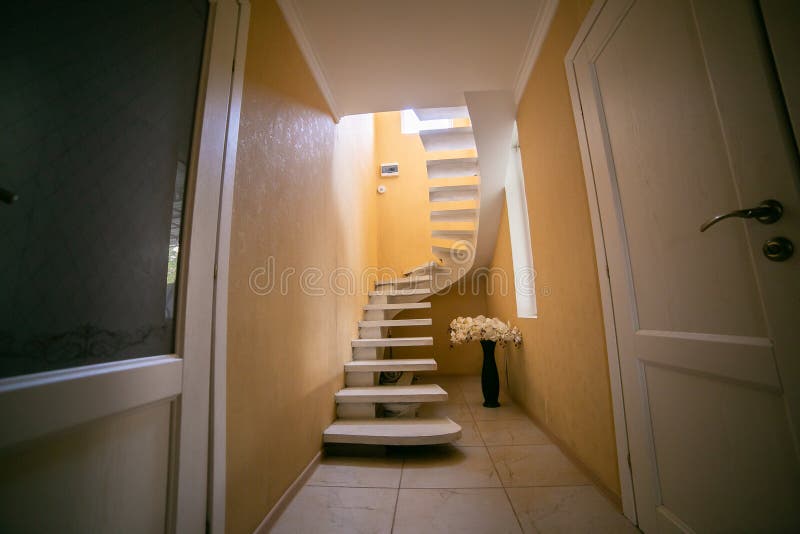 Stairs Leading To the Upper, Low Level. Interior Design Stock Image ...