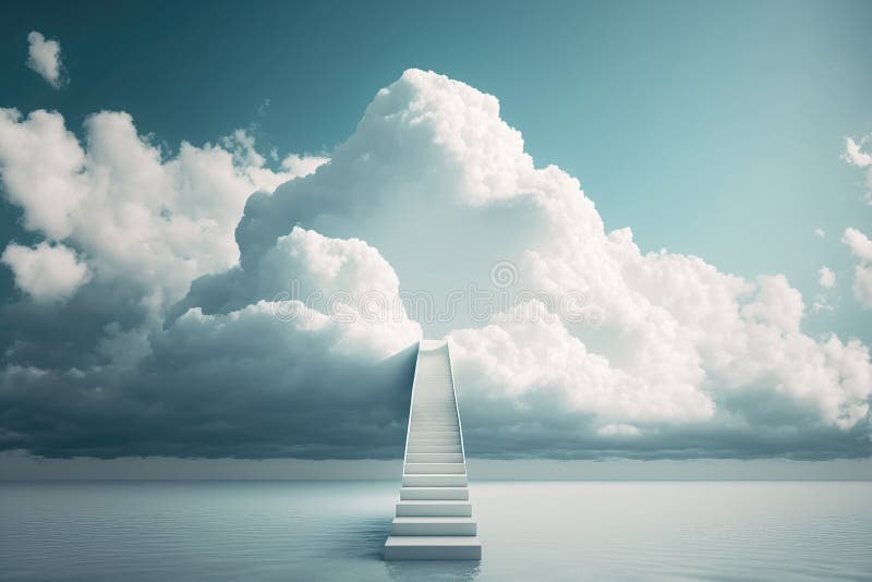 Stairs Leading Up To Clouds, Ai Generated Stock Illustration ...