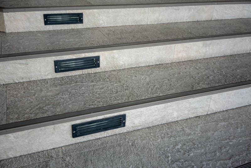 Stairs with Lights in Urban Building Stock Photo - Image of pathway ...