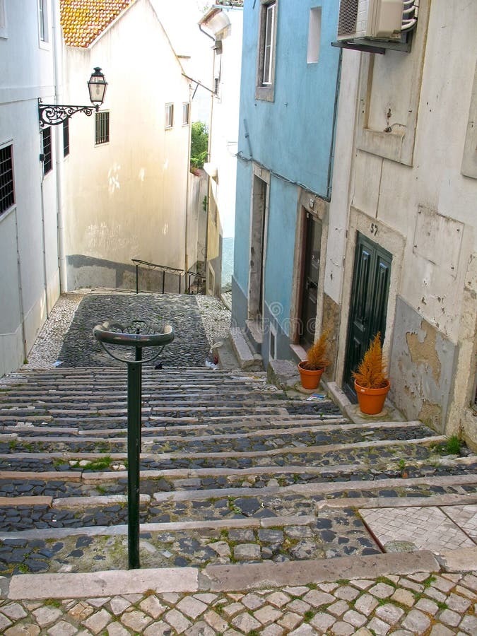 Old stairs in Lisbon stock image. Image of stairs, sintra - 44533785