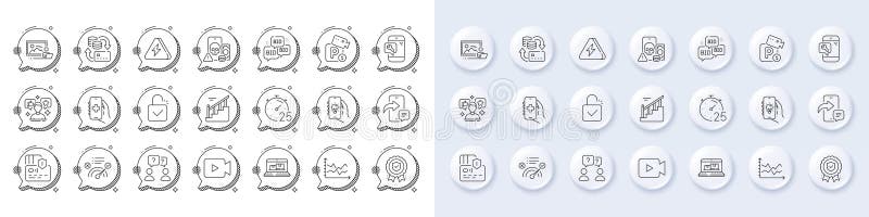 Stairs, Lock and Electric App Line Icons. for Web App, Printing. Line ...