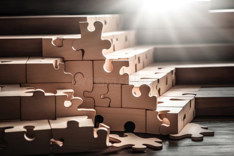 Stairs Made of Puzzle Pieces Coming Together, Representing ...