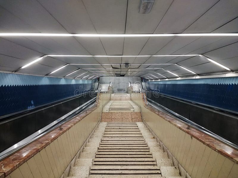 Stairs Made of White Stone Going Down through the Building Stock Photo ...