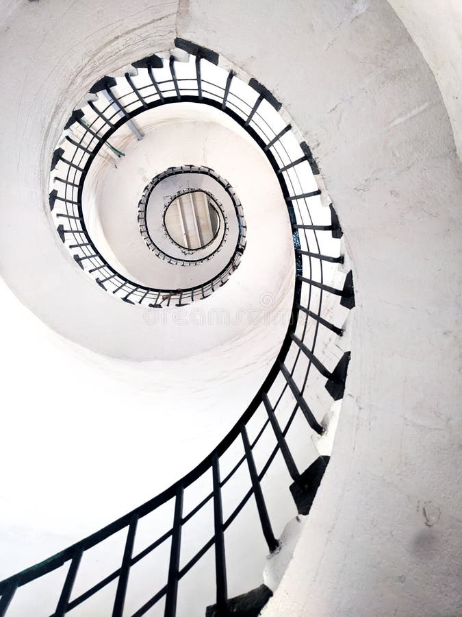 The Stairs Making Spiral Shape Going Up in a Construction Building ...