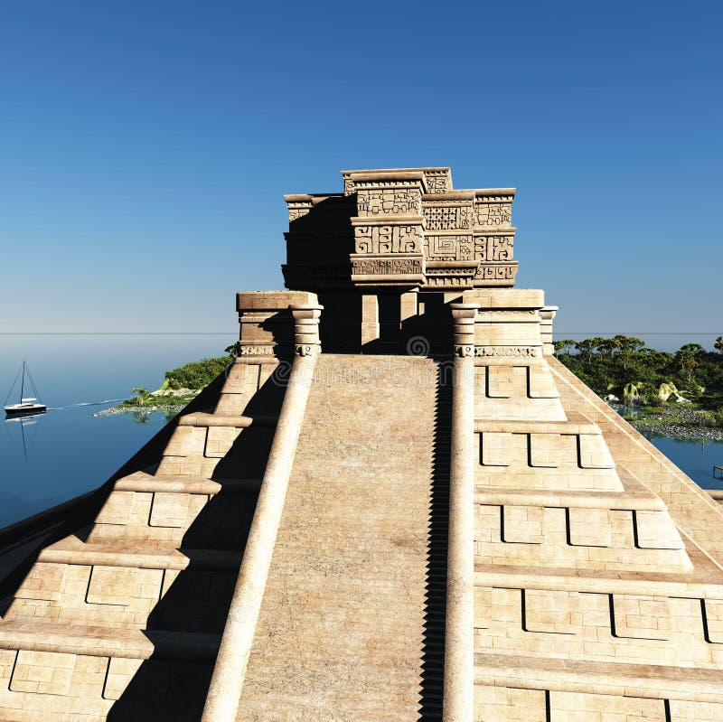 The Stairs of Mayan Temple 3d Rendering Stock Illustration ...