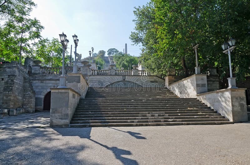 Stairs on Mount Mithridates in Kerch Stock Image - Image of lamp ...