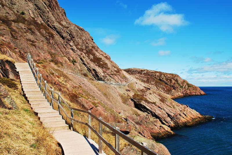 Stairs on oceanside cliff stock image. Image of railing - 9380401