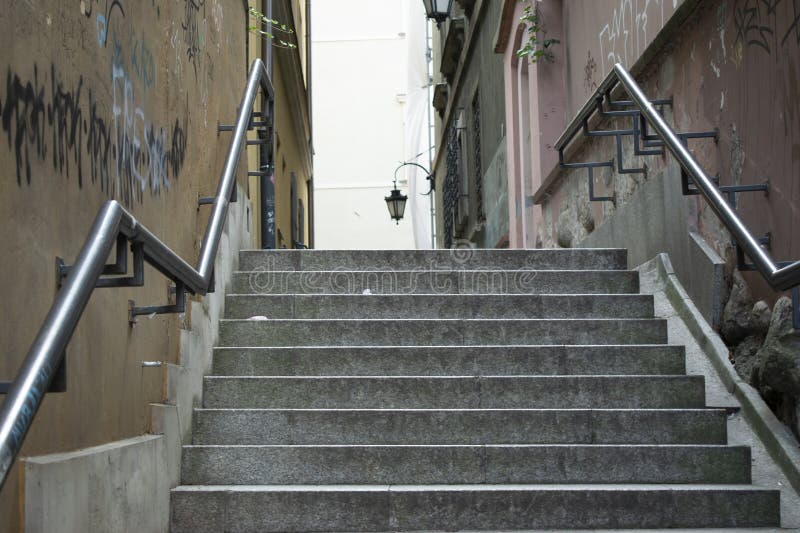 Stairs in the old town editorial photography. Image of roof - 286675827
