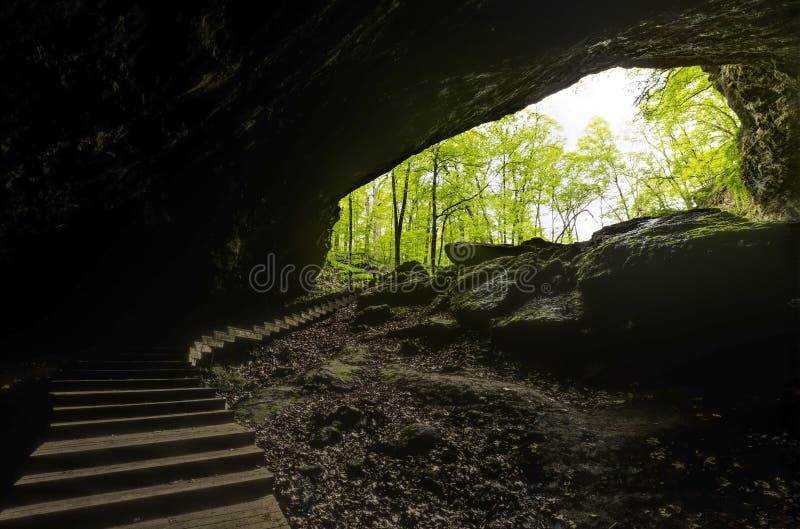 Stairs Out of Cave stock photo. Image of ancient, landscape - 71992684
