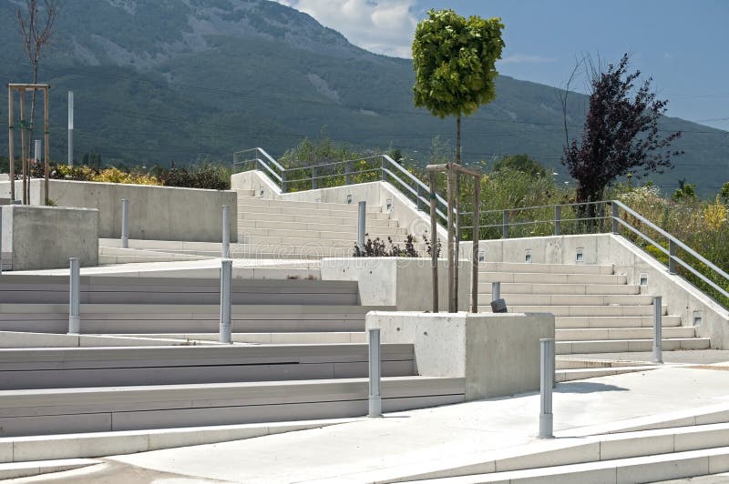 Stairs in Park Infrastructure Stock Image - Image of garden, concrete ...