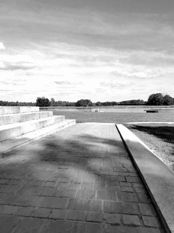 Lights and Shadows on a Path Leading To a River Stock Photo - Image of ...