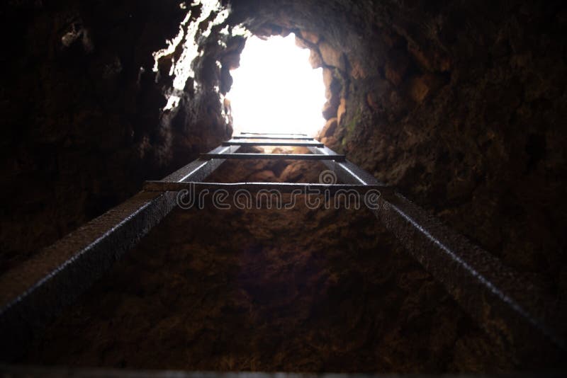 Stairs through the pit stock image. Image of discovery - 253775869
