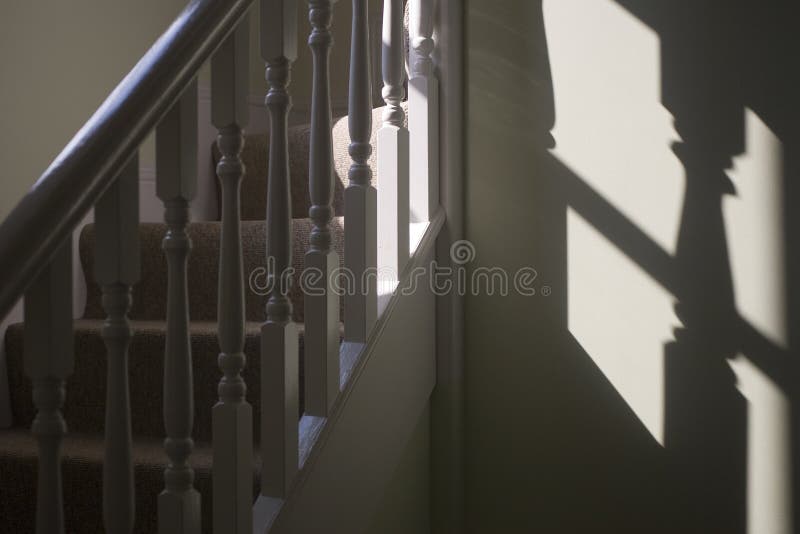 Stairs and Railing with Shadow Stock Image - Image of stairway, detail ...
