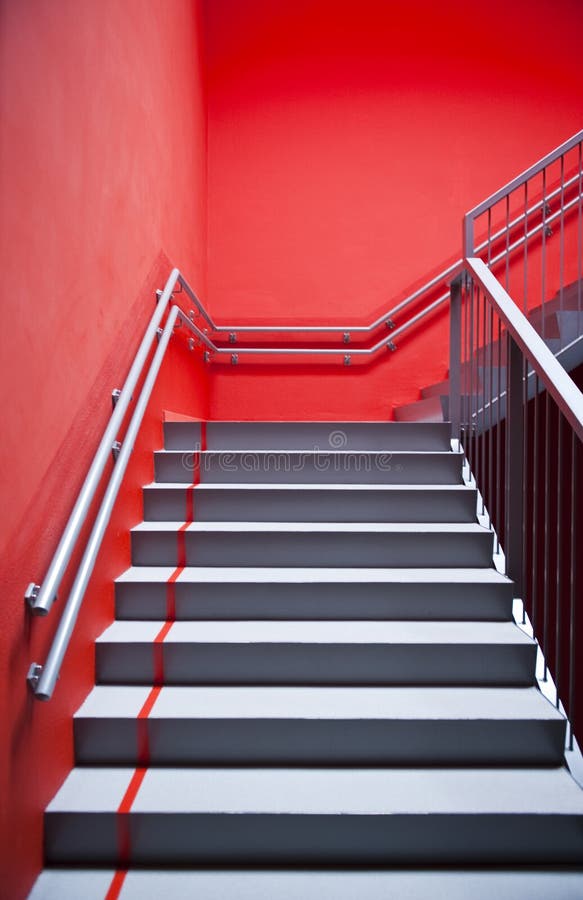 Stairs and red wall stock image. Image of architecture - 13581923