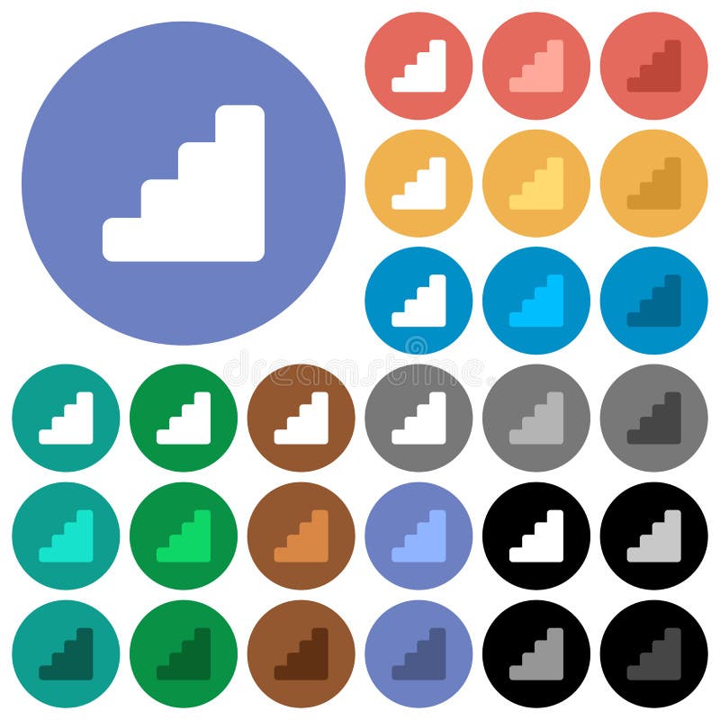 Stairs Round Flat Multi Colored Icons Stock Vector - Illustration of ...