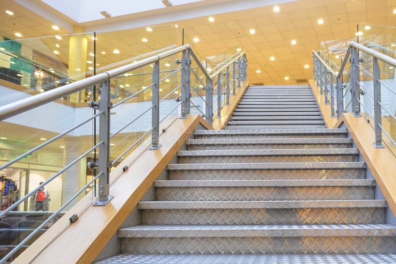 Modern Shopping Mall Interior Stock Photo - Image of handrail, modern ...