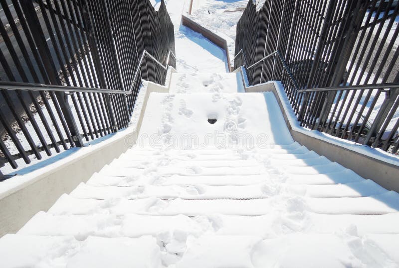 Stairs with snow stock image. Image of city, corner, outdoors - 50217187