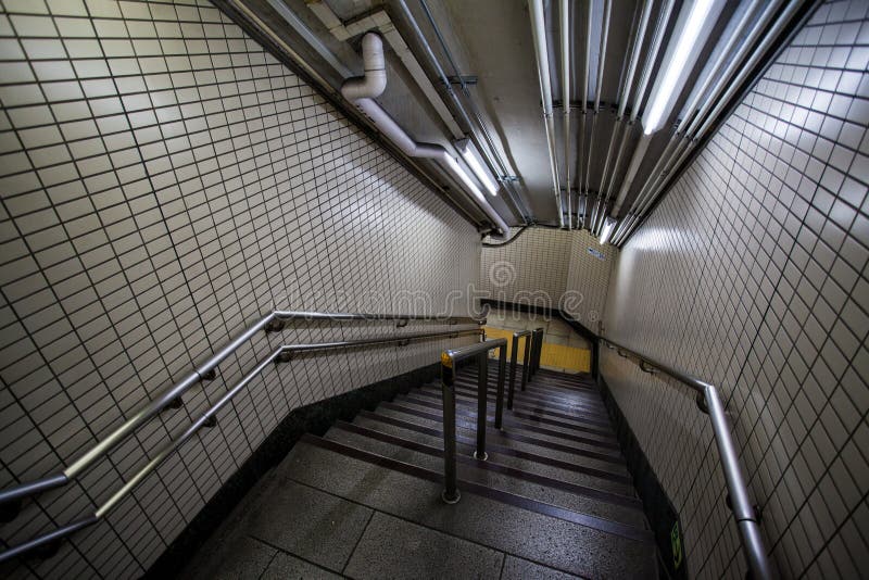 Stairs In A Subway Station In Japan Stock Photo - Image of enter, black ...