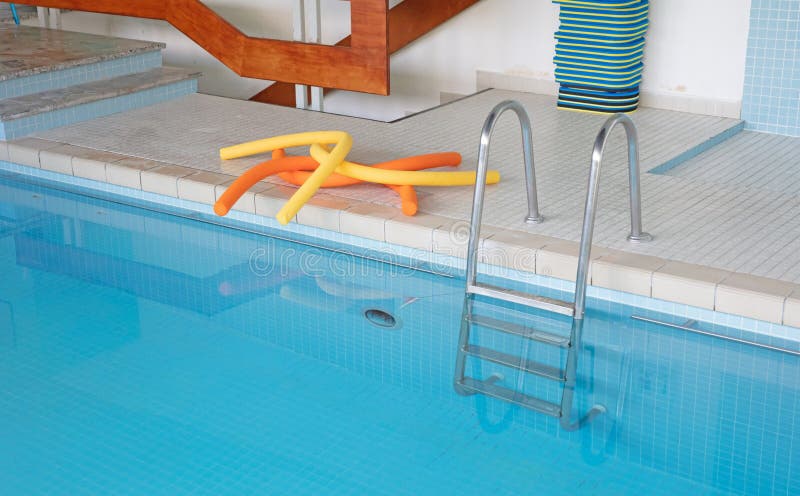 Stairs in swimming pool stock photo. Image of pool, noodles - 195090082