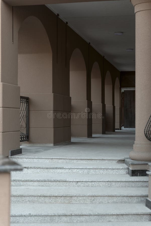 Stairs To the Arcade Corridor. Architecture of Modern Buildings Stock ...