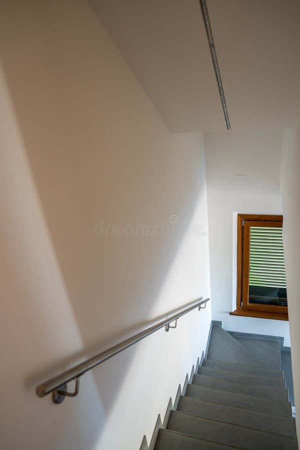 Stairs To the Basement, Handrail on the Side Stock Photo - Image of ...