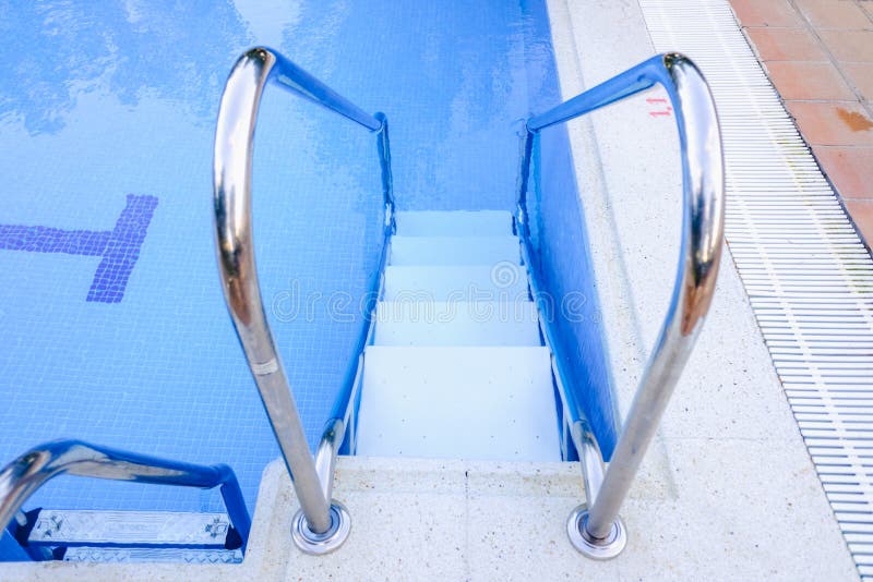 Stairs To Enter and Exit a Pool Stock Photo - Image of entrance, open ...