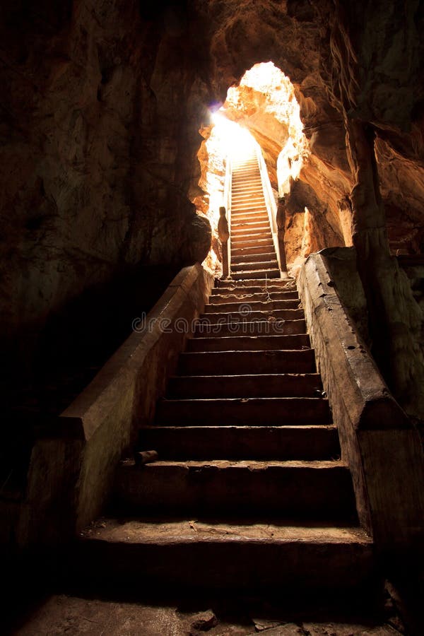 Stairs To the Exit of the Cave Stock Photo - Image of floor, abstract ...