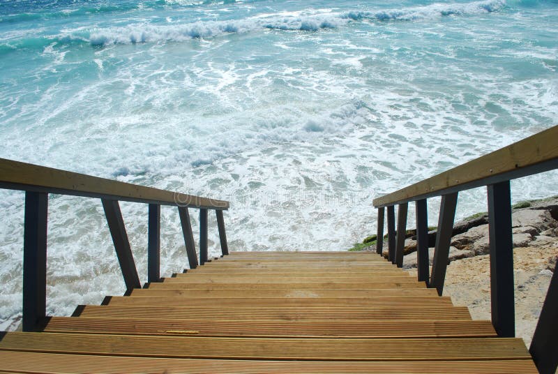Stairs to the ocean stock image. Image of blue, bright - 10239267