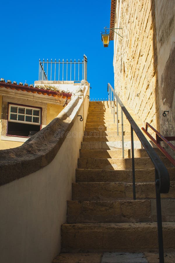 Stairs on the tower stock image. Image of blue, portugal - 365409041