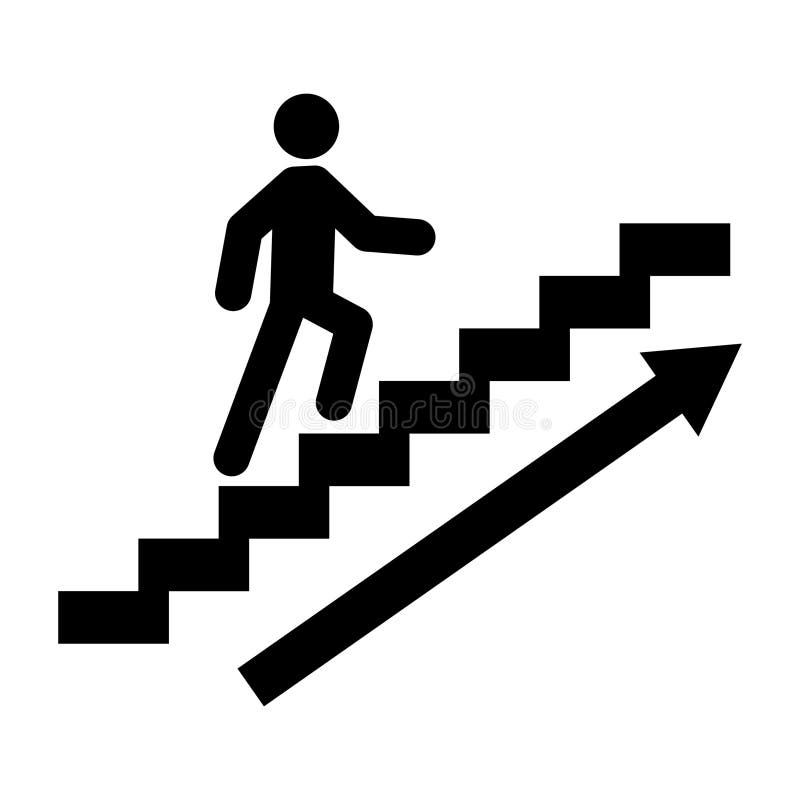 Stairs Up Arrow Graph Sign Icon. Flat Web Walk Step Design Vector Illustration Stock Vector ...