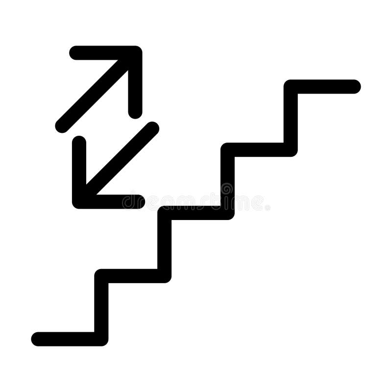 Stairs Up and Down Arrow Graph Sign Icon. Flat Web Walk Step Design ...