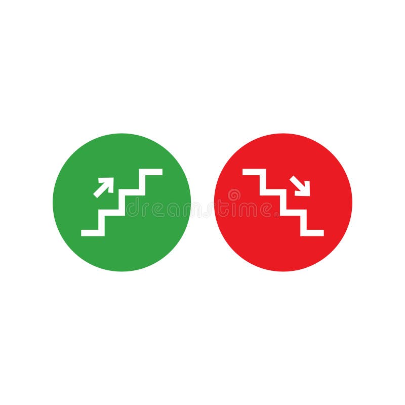 Stairs Up and Stairs Down Symbol Set. Stairs Icon Upward, Downward ...