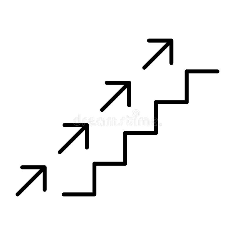 Stairs Up Icon. Stairs with Up Arrow Black Icon Stock Vector ...
