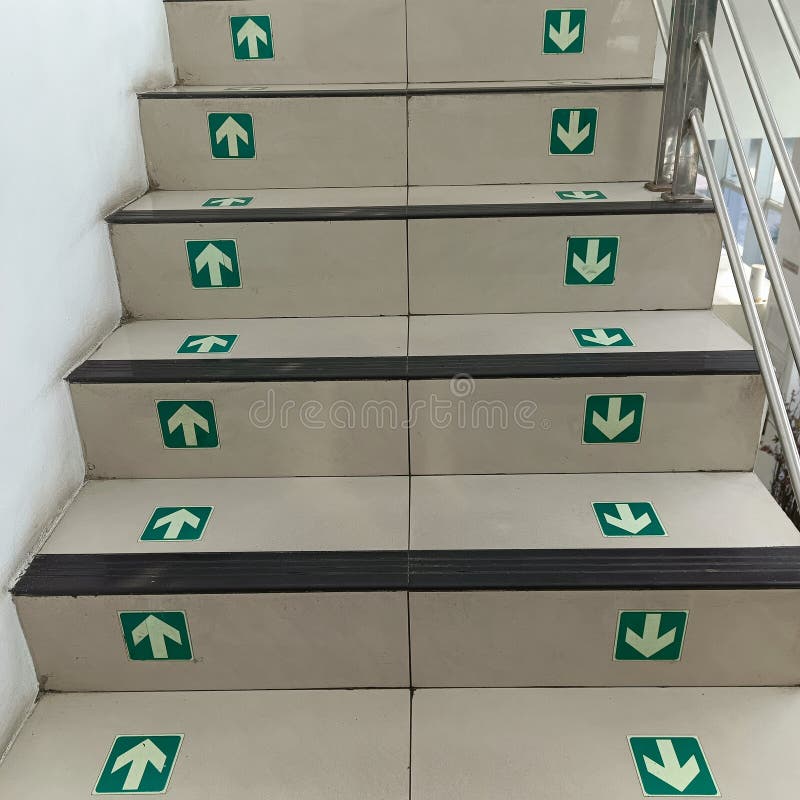 Stairs that Use Signposts for Up and Down Directions Stock Photo ...