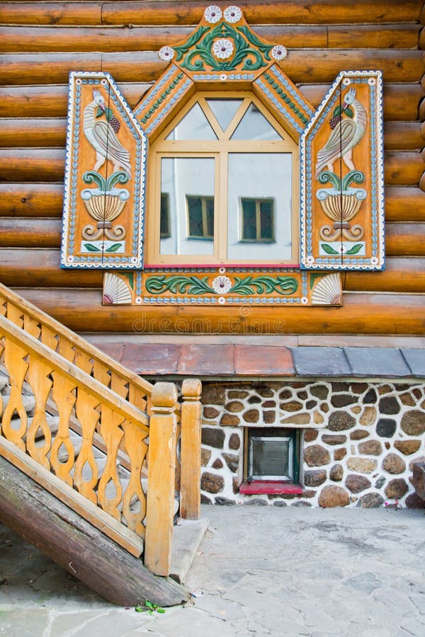 Stairs and Window on Wooden Wall Stock Photo - Image of suburbs, suburb ...