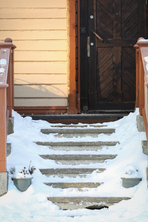 Stairs in winter stock image. Image of architecture, snow - 37605663