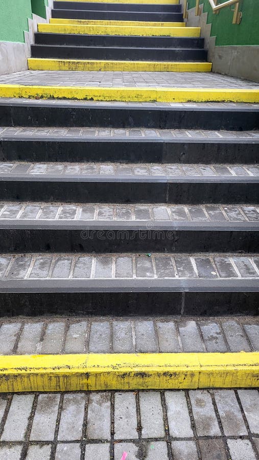 Stairs with Yellow Lines City Corner Stock Photo - Image of edge, exit ...